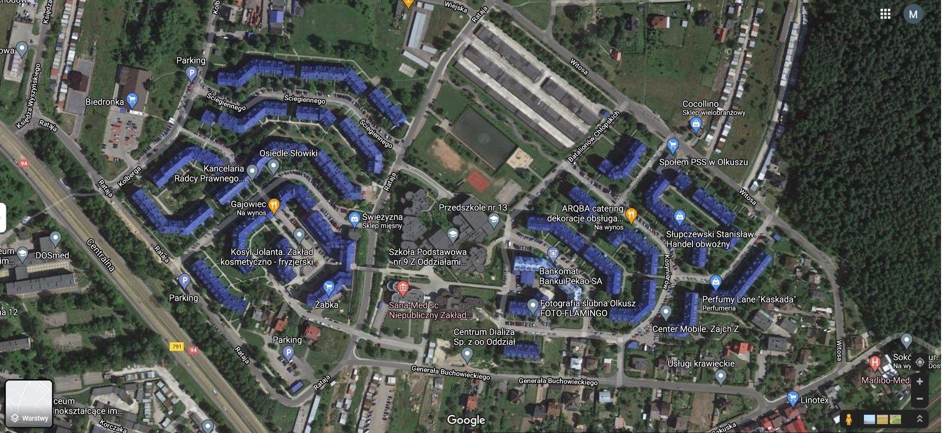 Olkusz widziany z satelity Google. Tak z lotu ptaka wygląda stolica ...