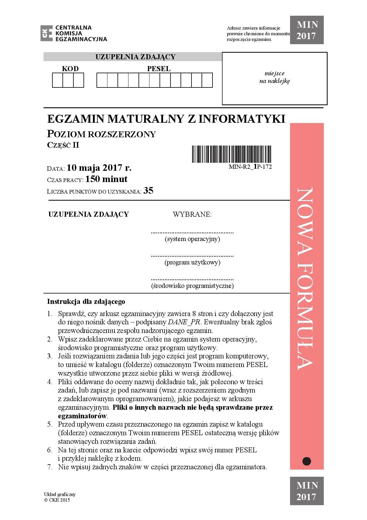 Matura 2017. INFORMATYKA [ODPOWIEDZI, CKE ARKUSZ] | Dziennik Łódzki