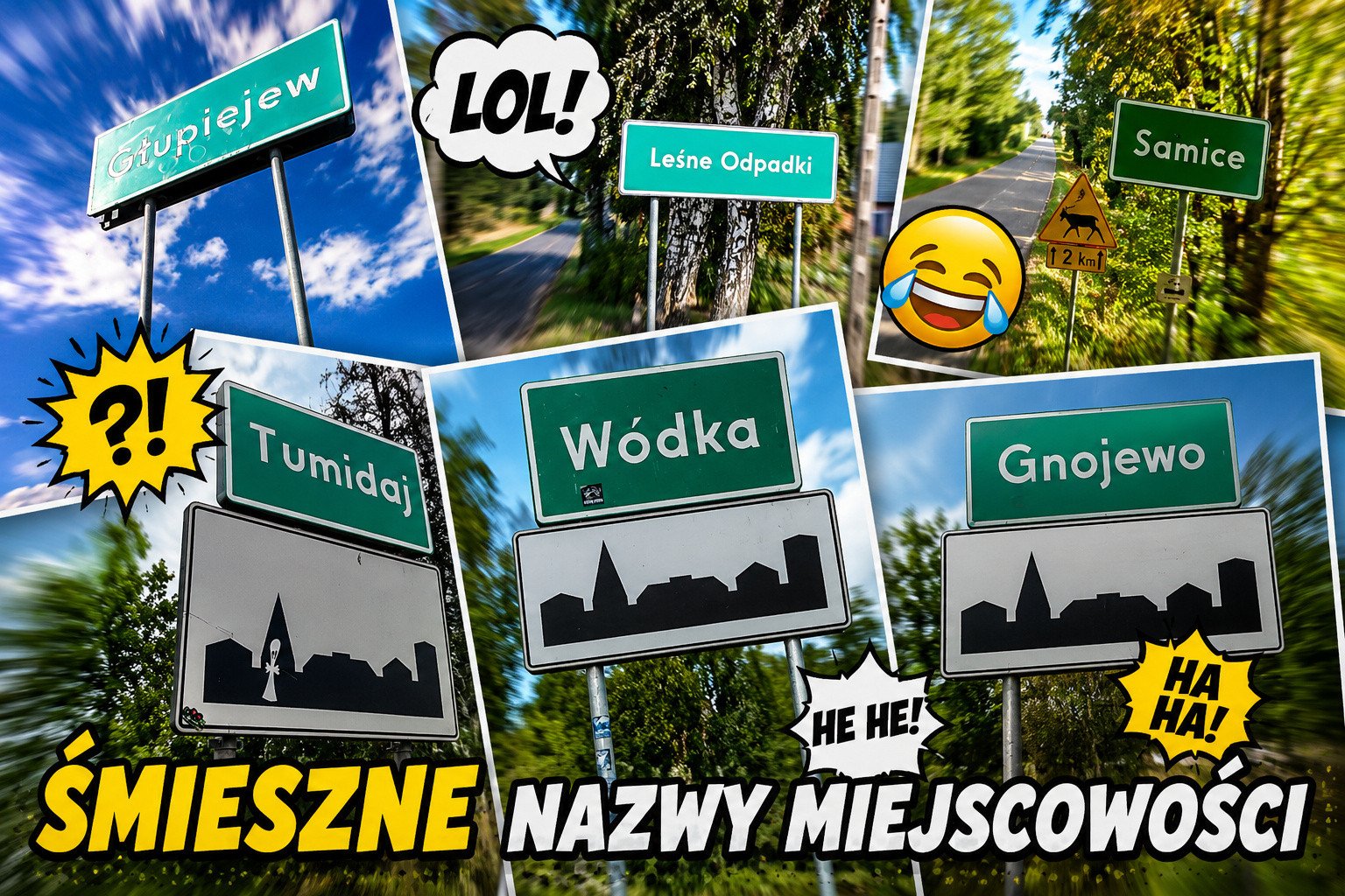 Najśmieszniejsze nazwy miejscowości w Łódzkiem. Kałów, Wódka i Kiełbasy ...