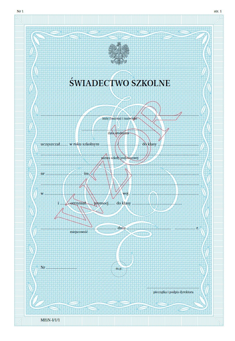 Nowe Wzory wiadectw Szkolnych wz r 1 Prz d Dziennik Polski Nowe Wzory wiadectw Szkolnych wz r 1 Prz d Dziennik Polski